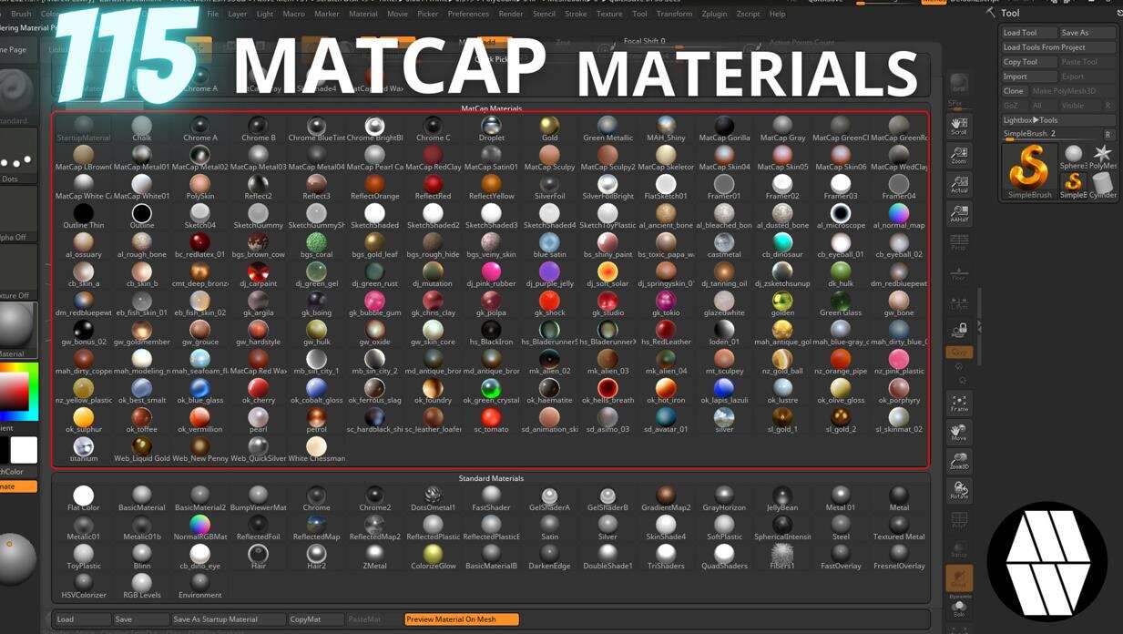 zb材质24角色自定皮肤材质球&MatCap材质库 - 3Dyyds